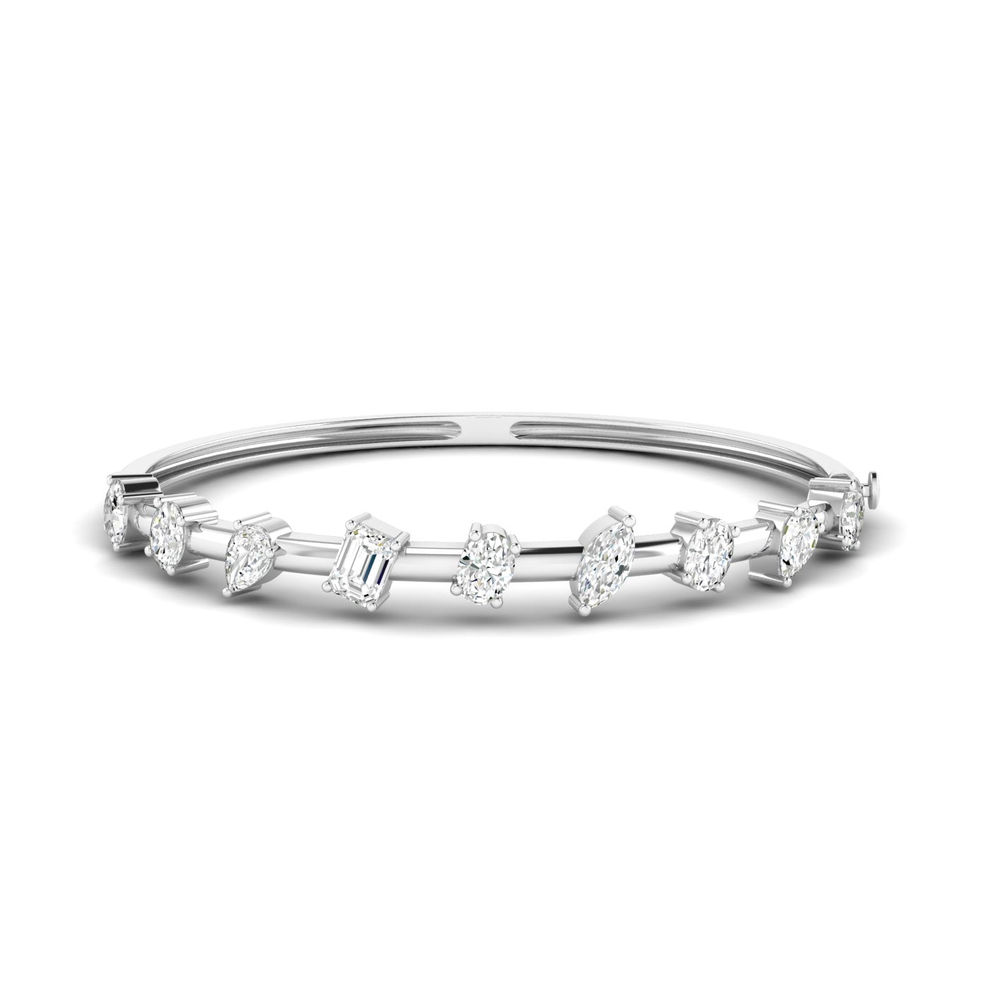 14k White Gold 3ctw Lab-Grown Multi-Shape Diamond Bangle Bracelet ...