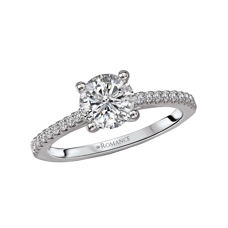 14K White Gold Round Lab Grown Diamond Cathedral Solitaire Engagement ...