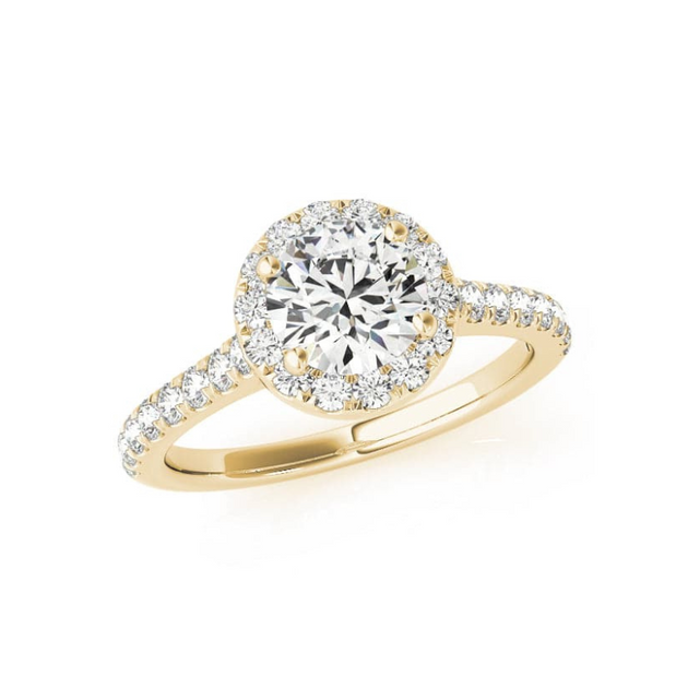 14K Gold Round Diamond Halo Engagement Ring – Avant Garde
